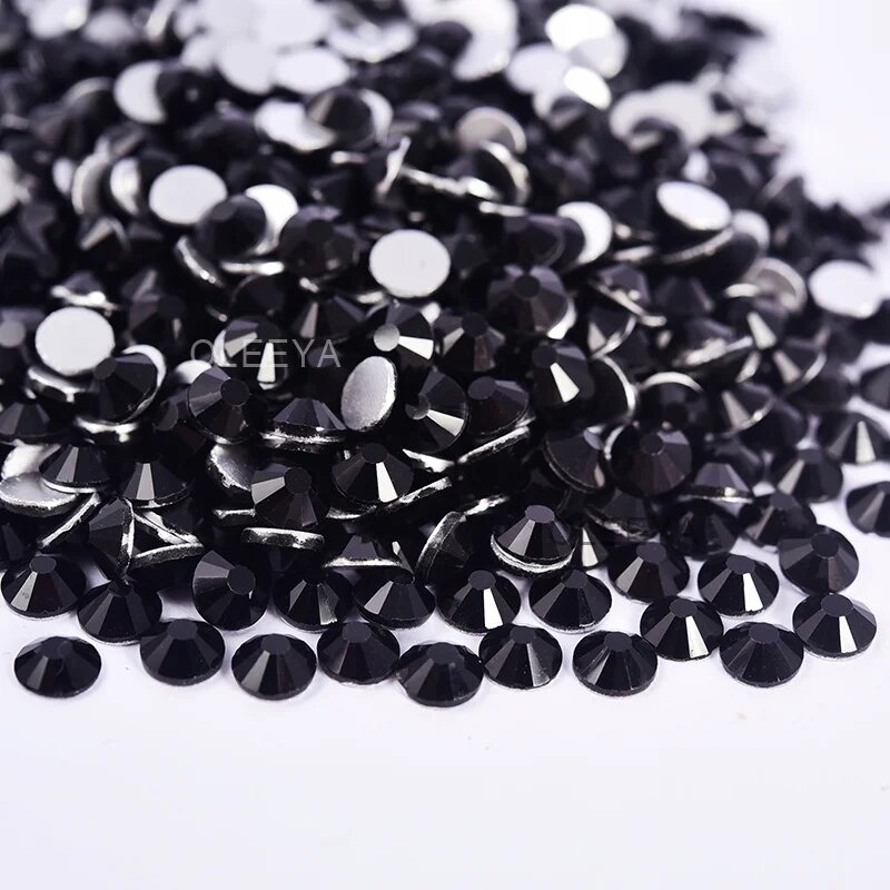 Стеклянные стразы OLeeya цветные гематит SS3-SS30 Черный, SS6-1440pcs, jet black
