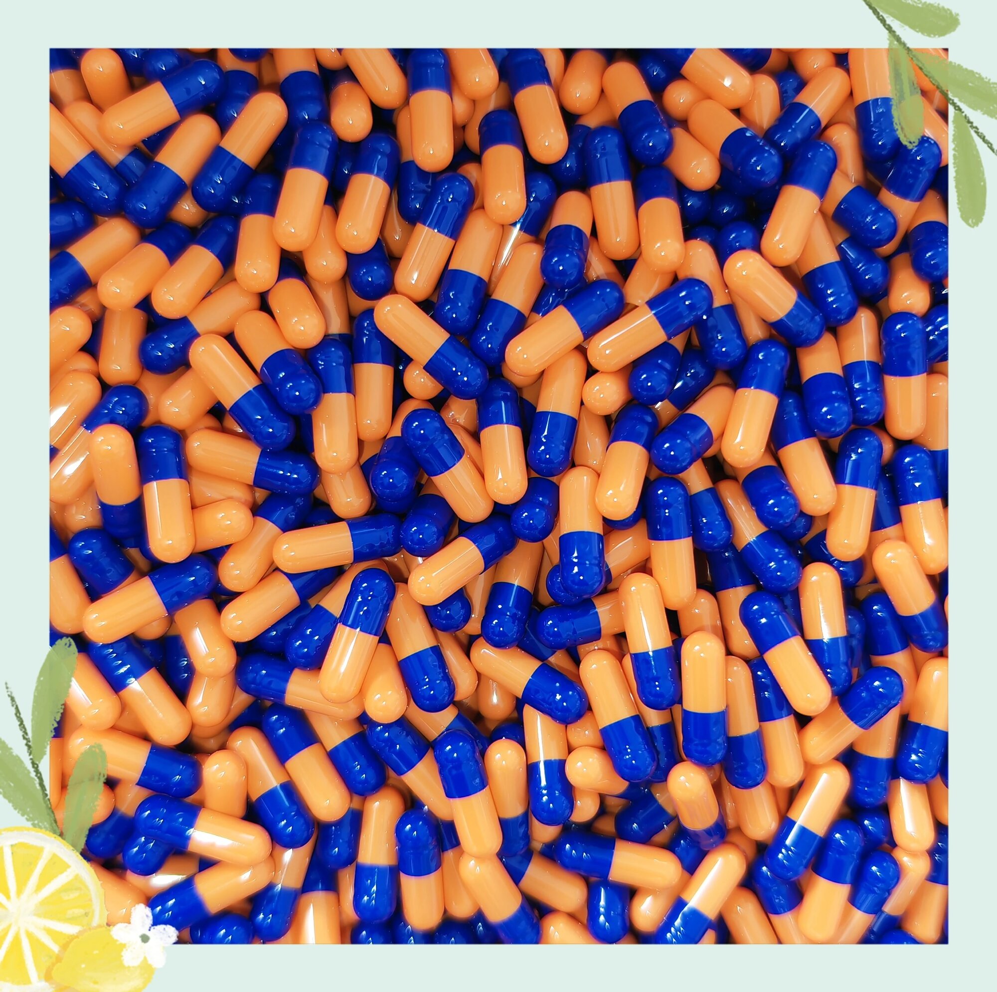 SUNNYPK Желатиновые Пустые Капсулы Размер 4 1000 шт Оранжевый, Joined Capsule, Royalblue Orange