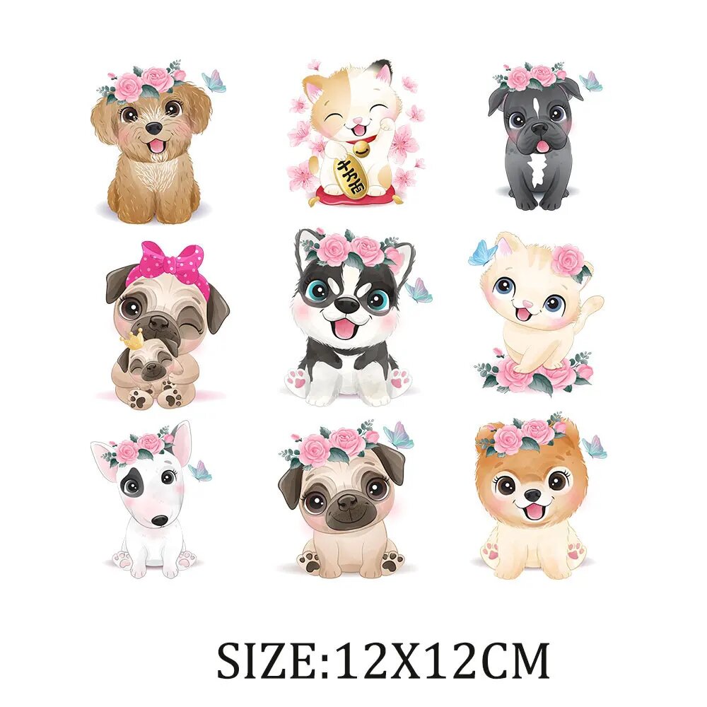 Термоклейкие нашивки с изображением совы и единорога Розовый, 9