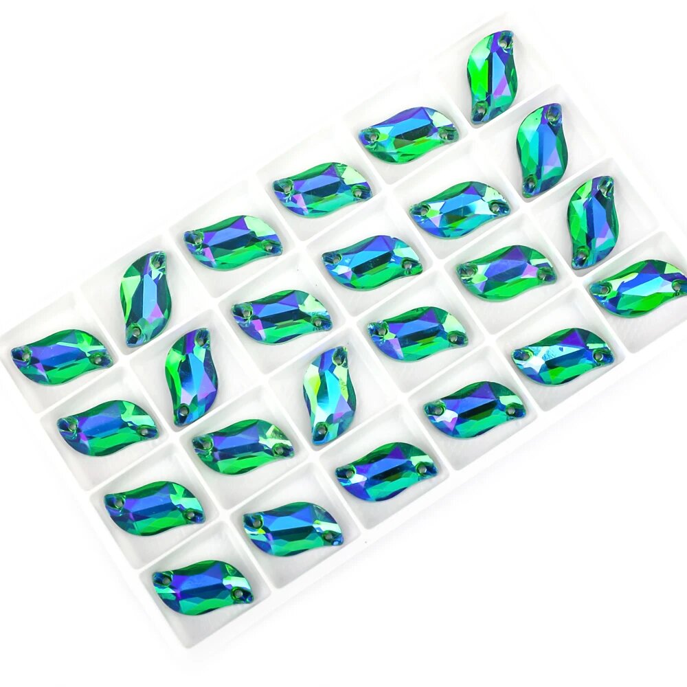 Стразы 6x12mm Green AB, 72шт