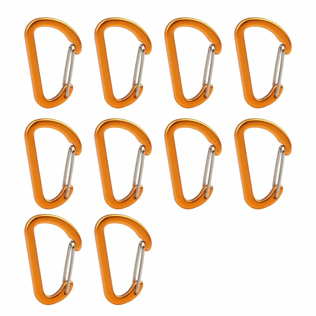 Золотистый мини-карабин для кемпинга и скалолазания - 10 штук