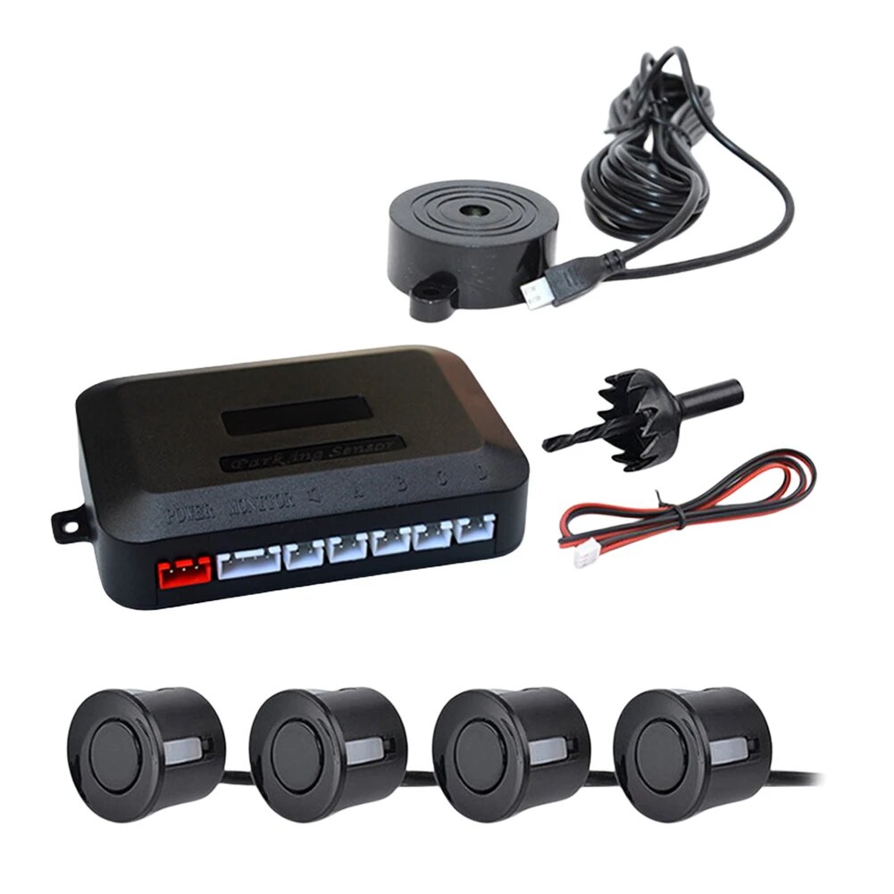 Комплект парковочных датчиков 12В для автомобиля, 4 датчика 22 мм, радар заднего хода, черный