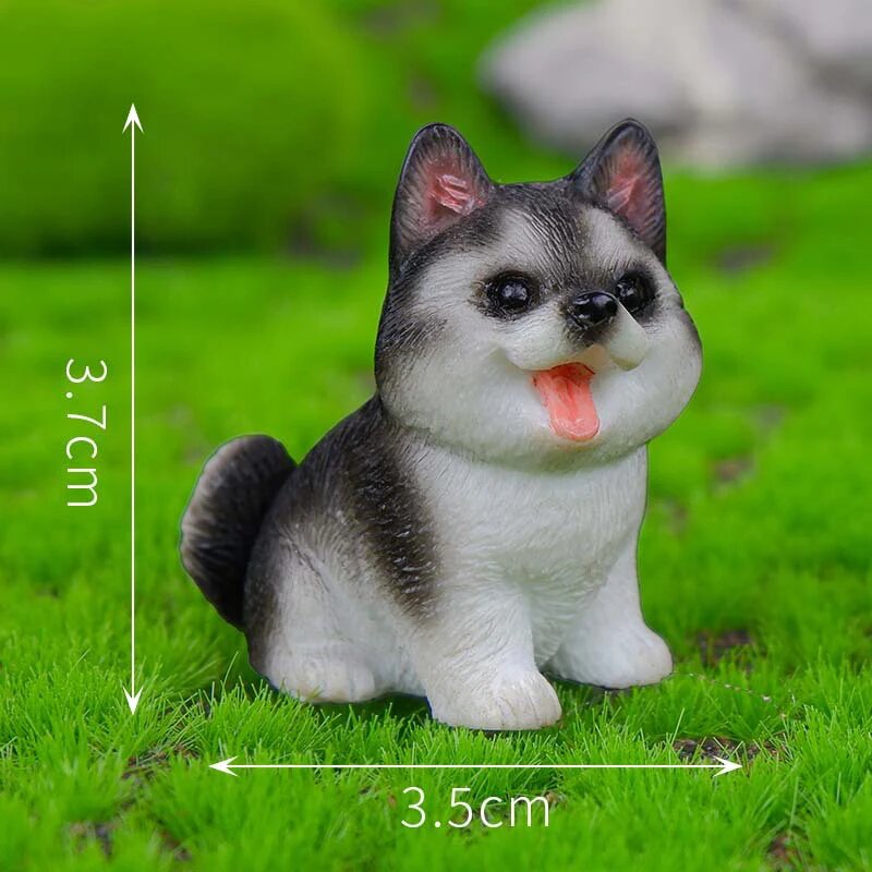 Фигурка щенка хаски из смолы, 3.7x3.5 см, Цвет: A7