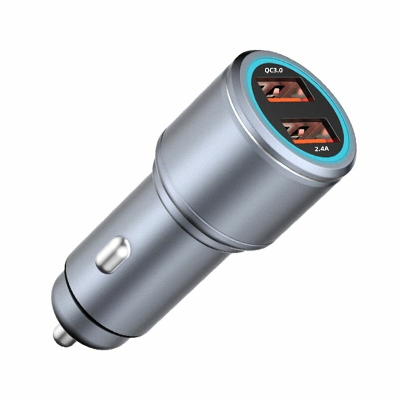 Автомобильное зарядное устройство 12 В-24 В, быстрая зарядка, двойной порт USB QC3.0, адаптер прикуривателя для мобильного телефона
