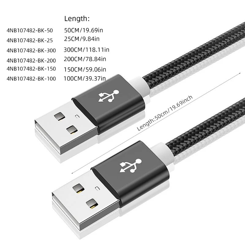 USB A-A кабель 2 м, gold — фото 1