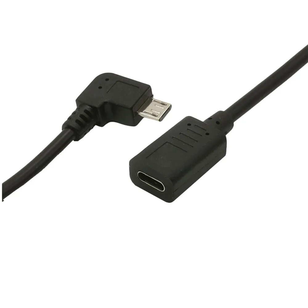 Кабель Micro USB - Type-C, черный, 0.25 м, Left — фото 1