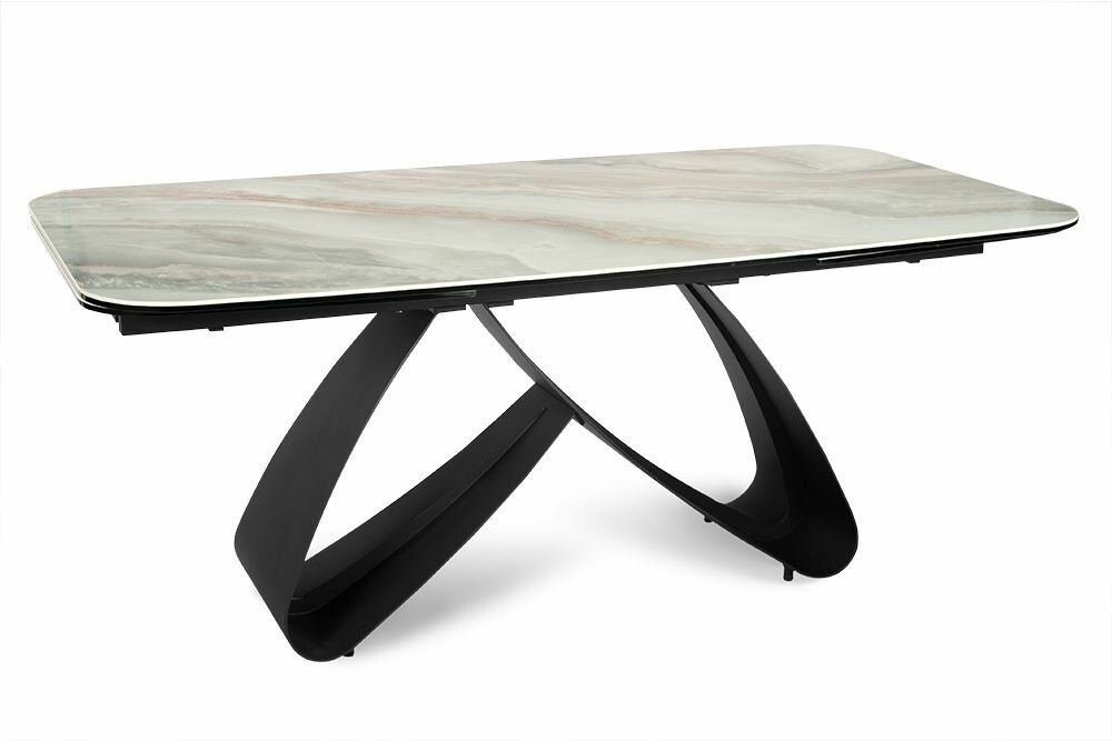 Стол керамический раздвижной PANCHO 180 LONDON FOG CER на металлокаркасе, столешница керамика глянец, цвет серый оникс, 180(280)х98 см