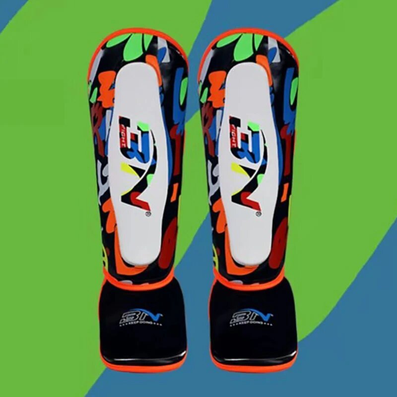 BN FIGHT Детские щитки на голень 3-11 лет Синий, S for 110-124cm, черный