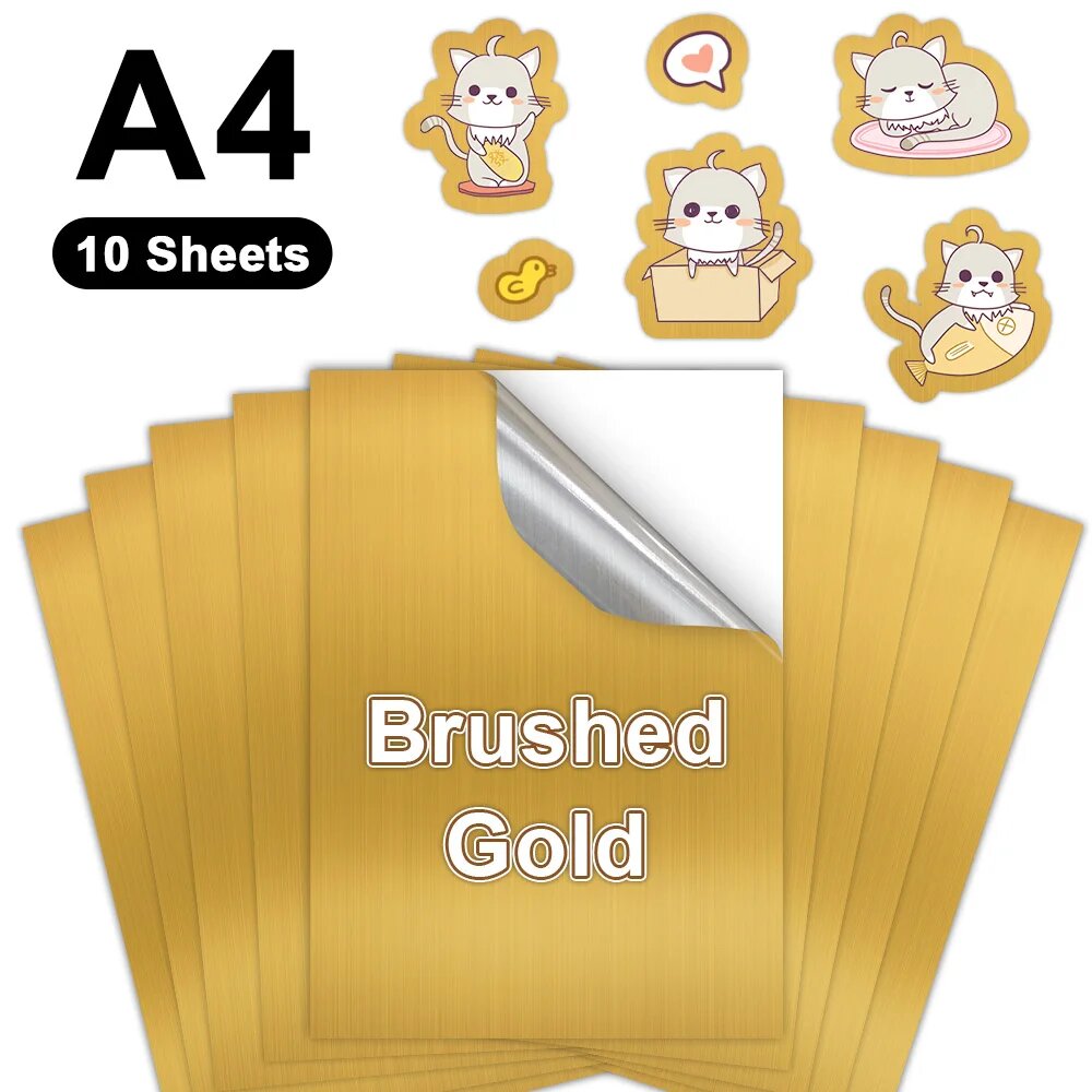 Голографическая самоклеящаяся бумага для принтера A4 Brushed Gold