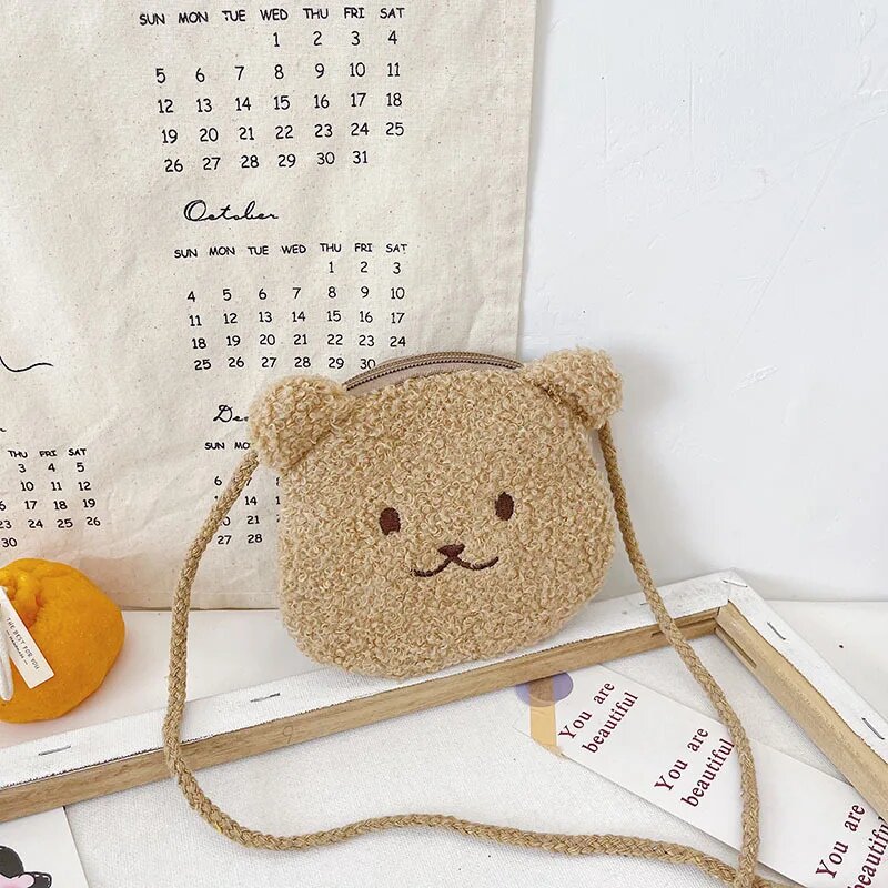 Детский кошелек-сумочка с медведем, Light Brown