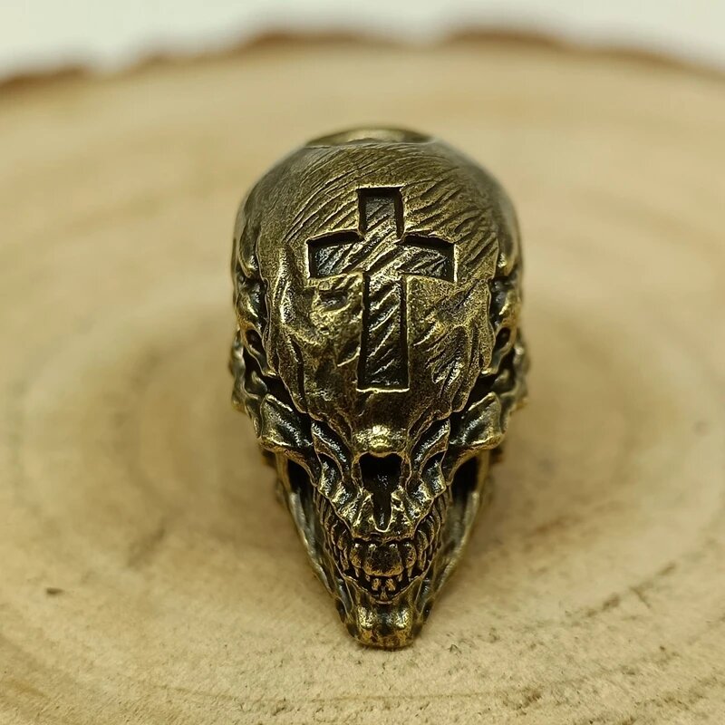 Крест Череп Голова Латунный Нож Бусины EDC DIY Паракорд Плетеные Браслеты Ремешок Подвески Аксессуары Открытый Инструмент Подвески Брелоки