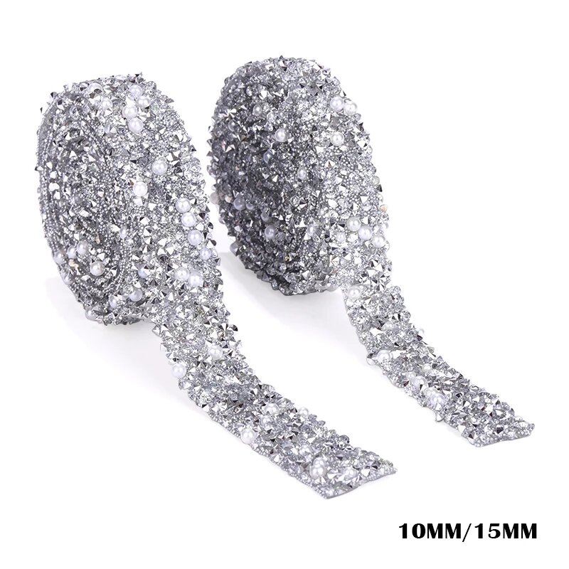 Лента со стразами QIAO 10/15 мм 15mm-1Yard, Sliver