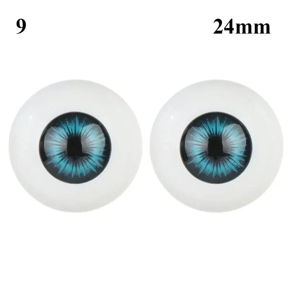 Пара акриловых глаз для кукол, голубые, 24mm-9, 24 мм