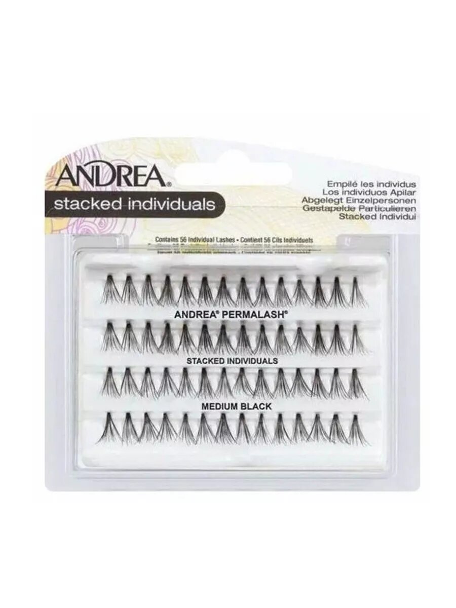 Пучки ресниц Andrea Perma Lash Naturals, безузелковые средние черные