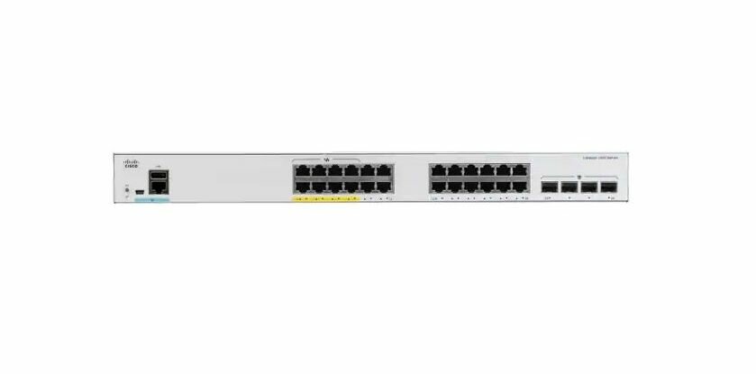 Коммутатор CISCO Catalyst 1000 24x 10/100/1000 Ethernet RJ-45 PoE+ ports and 195W PoE budget, 4x 10G SFP+ uplinks , Fanless, C1000-24P-4X-L