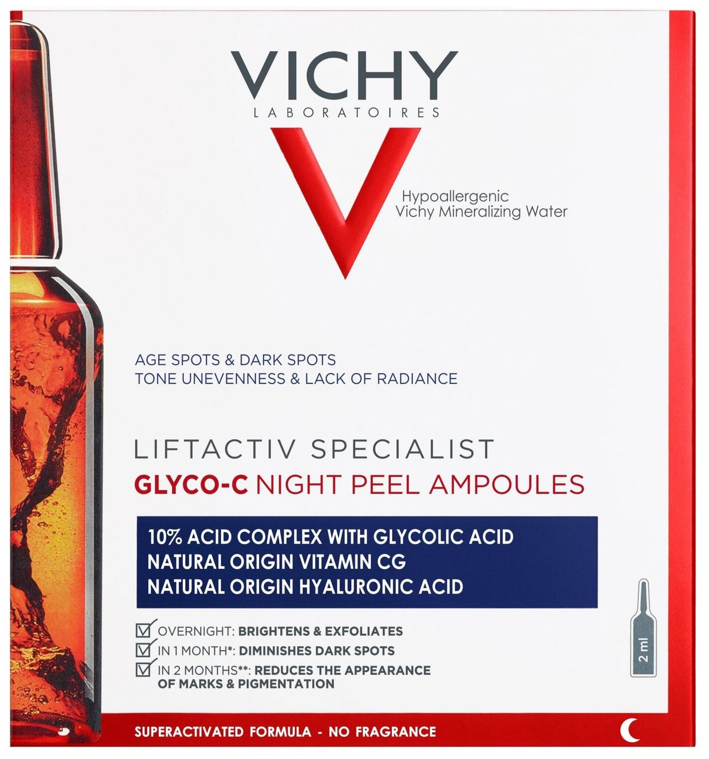 Сыворотка-пилинг VICHY Specialist Glyco-C ночного действия в ампулах, 30 штук х 2 мл