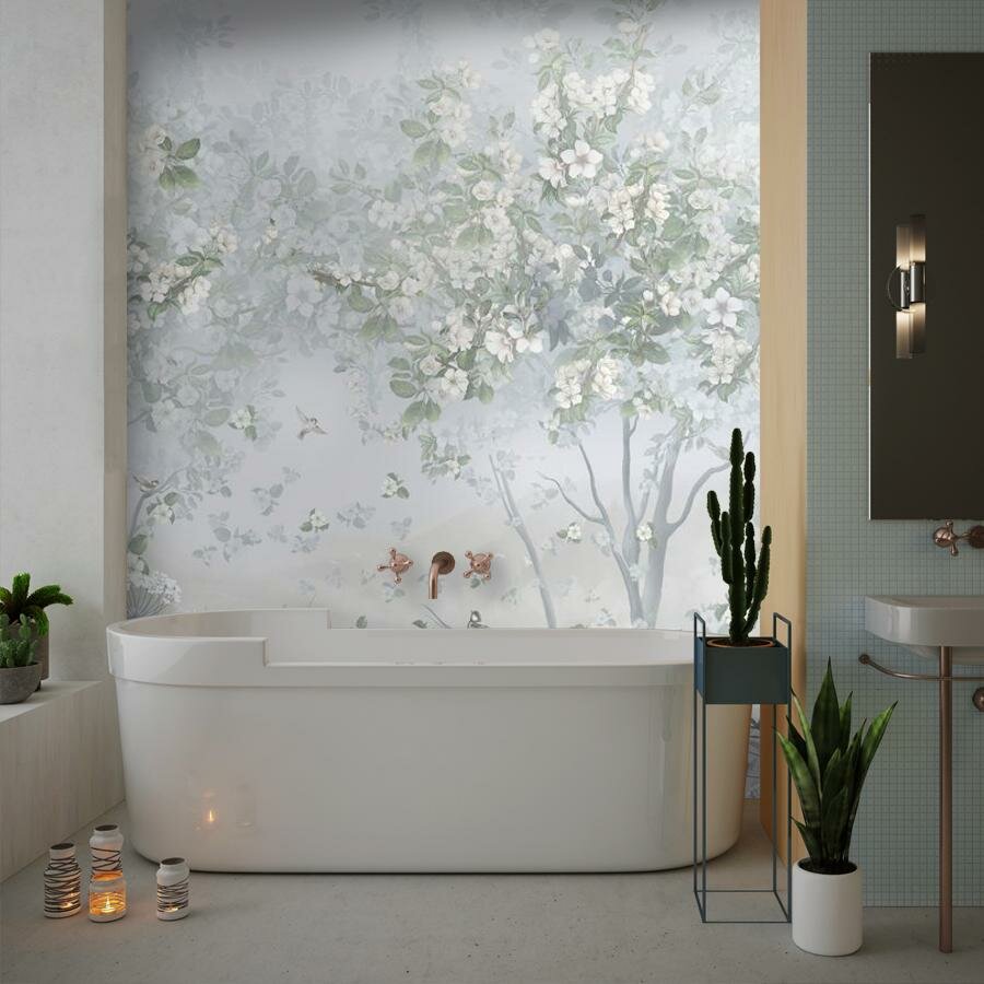 Фотообои Лес светлый зеленый 13-709-L-Флок 270 x 400 см (ВхШ) L, флизелиновые, влагостойкие обои MasterFresok