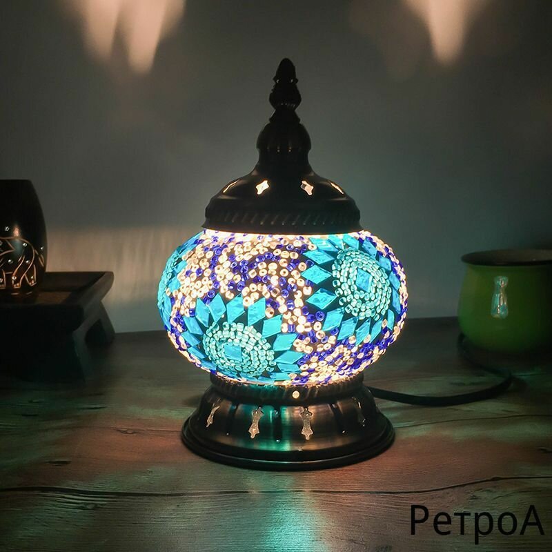 Лампа настольная "Турецкий ретро-ночник", стеклянная мозаика, LED, 20см