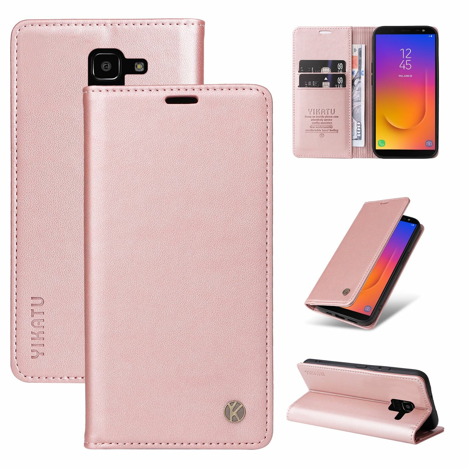 Кожаный флип-чехол для Samsung Galaxy J6/J6 2018 (Самсунг Галакси Джей 6 2018) с магнитом, отделением для карт и отделением для бумажника