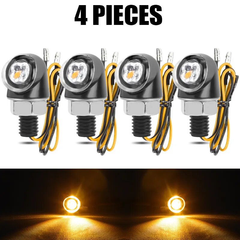 4шт. LED указатель поворота мотоцикл, черный янтарный