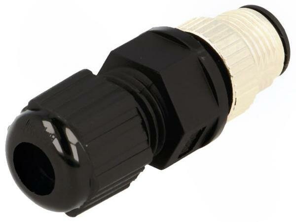 Разъем вилка Amphenol 12-04BMMA-SL8001 на провод "папа" PIN 4, код A-DeviceNet/CANopen, черный, 1 шт