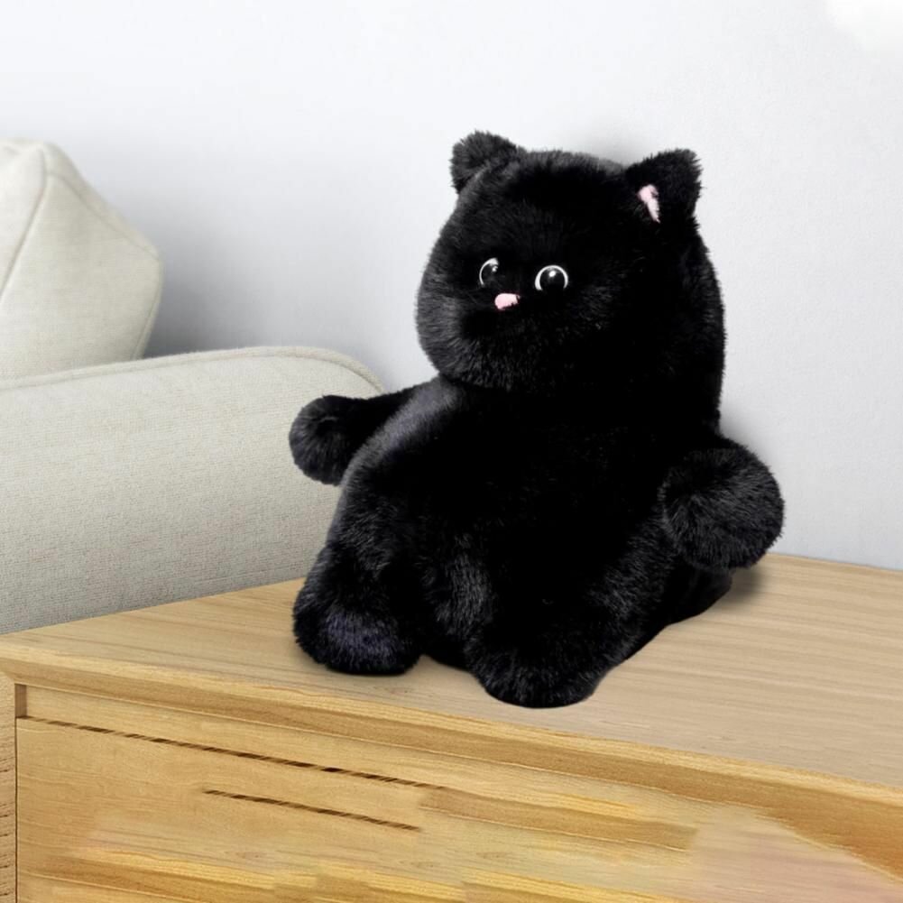 Мягкая игрушка Кот Пухляш черный — плюшевый друг для детей, уютный и безопасный компаньон для сна и игр и в подарок