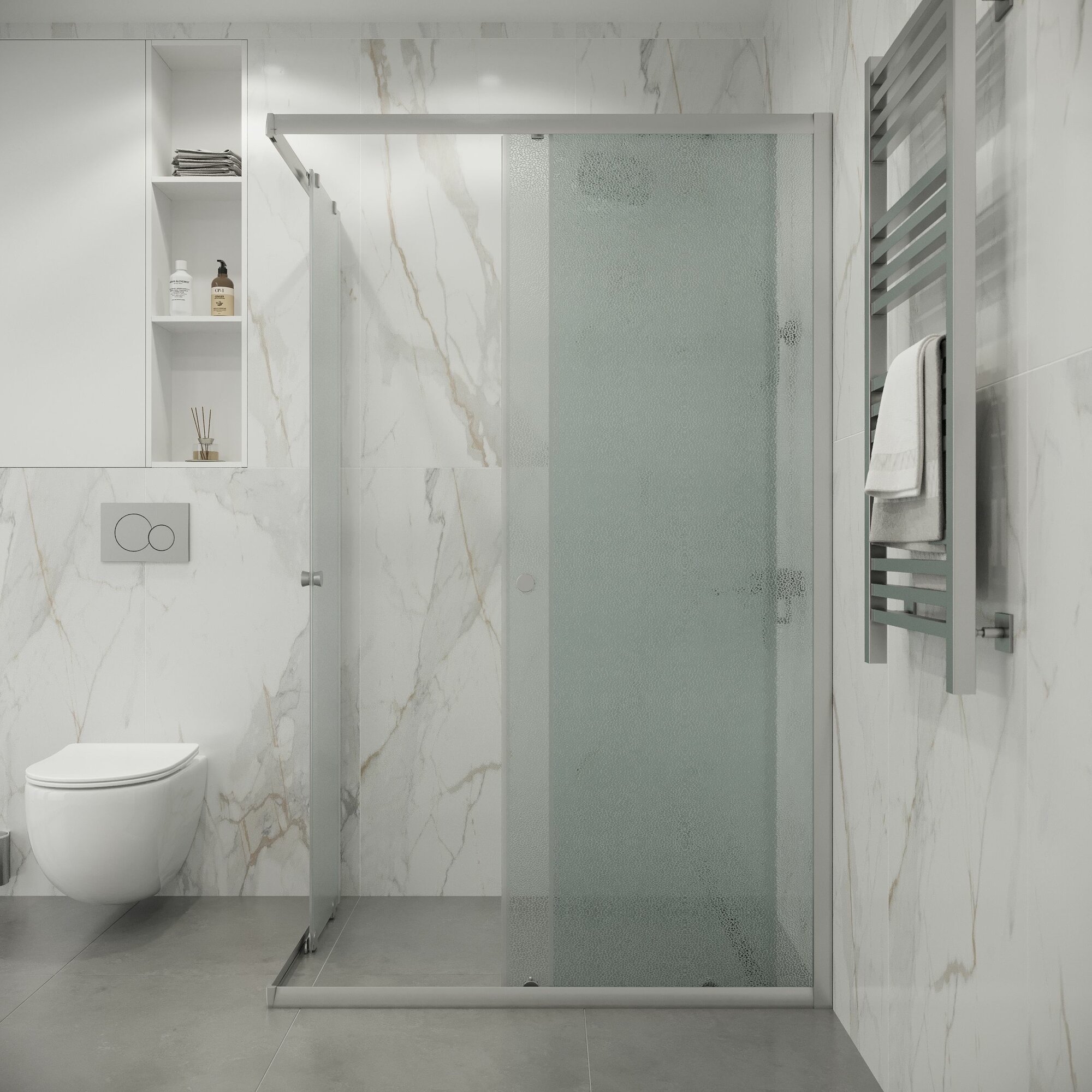 Душевое ограждение Niagara Eco NG-1129-14QMT (120х90х190) прямоугольник, раздвижное, хром, стекло матовое,1 место