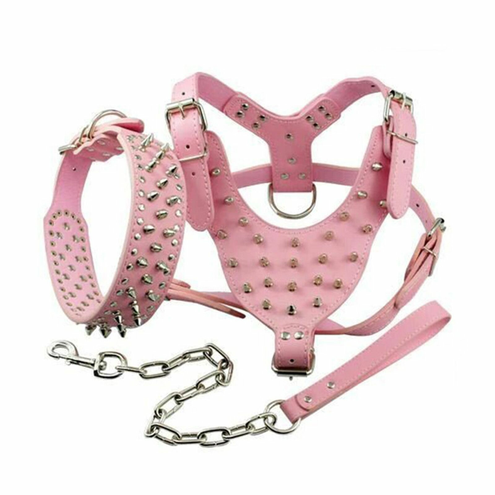 Ошейник для домашних животных с заклепками и защитой от укусов Прочный кожаный ошейник и шлейка с шипами для собак с шипами