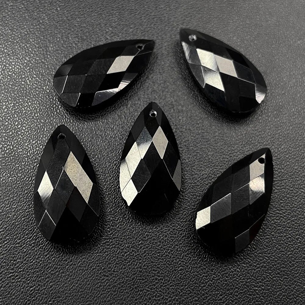 Подвеска из лабрадорита 13х25 мм Черный, 2 Pieces, Obsidian