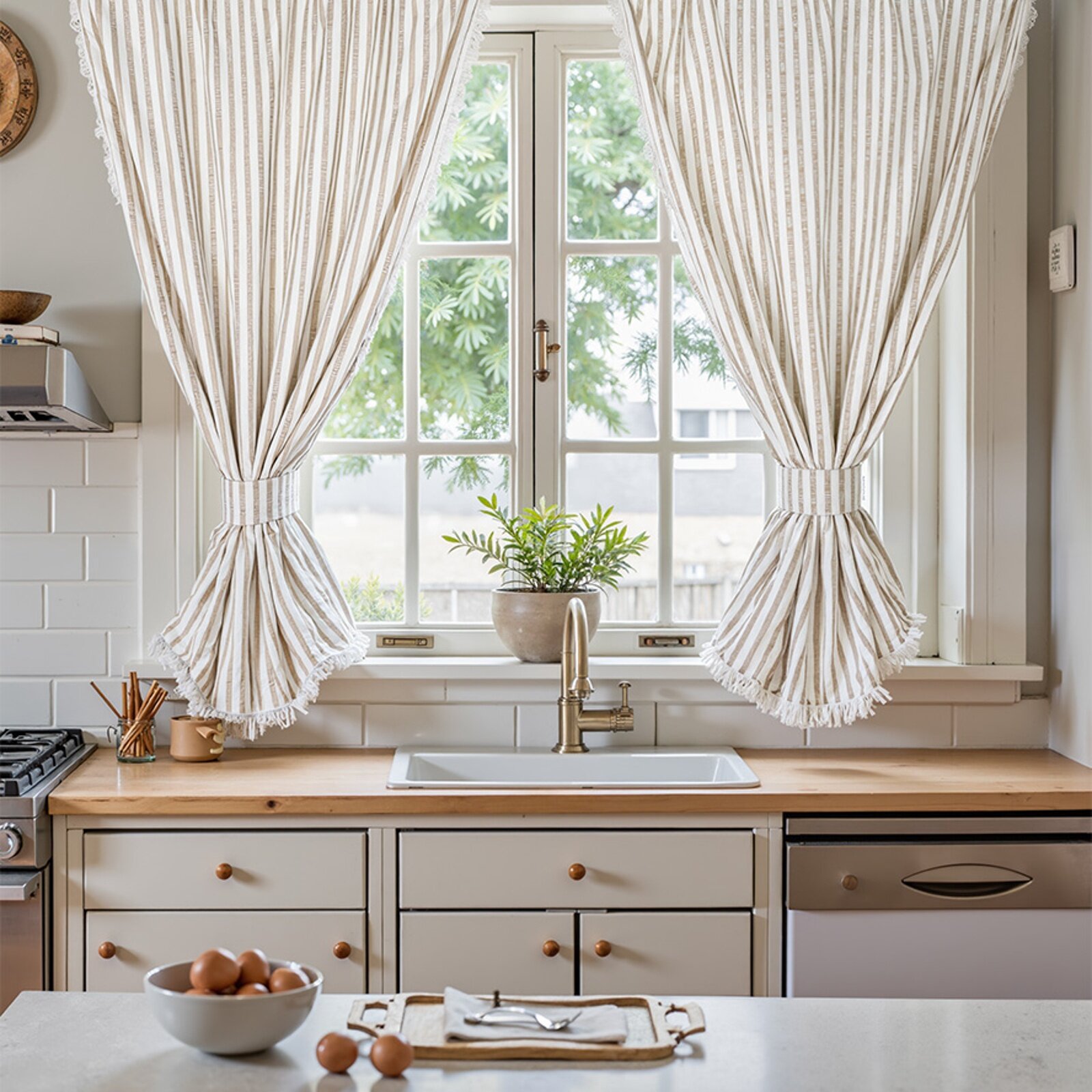 Комплект штор для кухни SL HOME "Strict line" 140х180 см-2 шт, подхваты 2 шт, лен 100%, 10494033