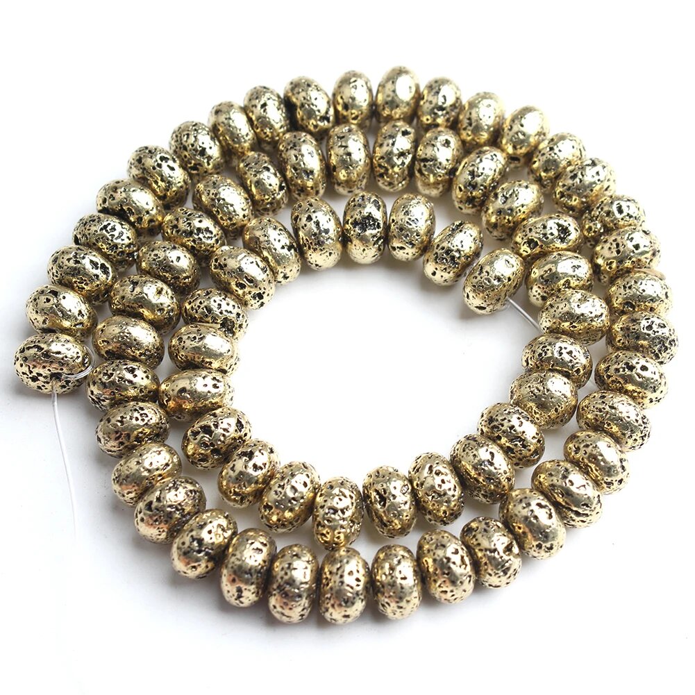 Бусины из вулканической лавы Xilitata 6/8/10 мм золотистого цвета 8mm about 46 pcs, Ancient cyan