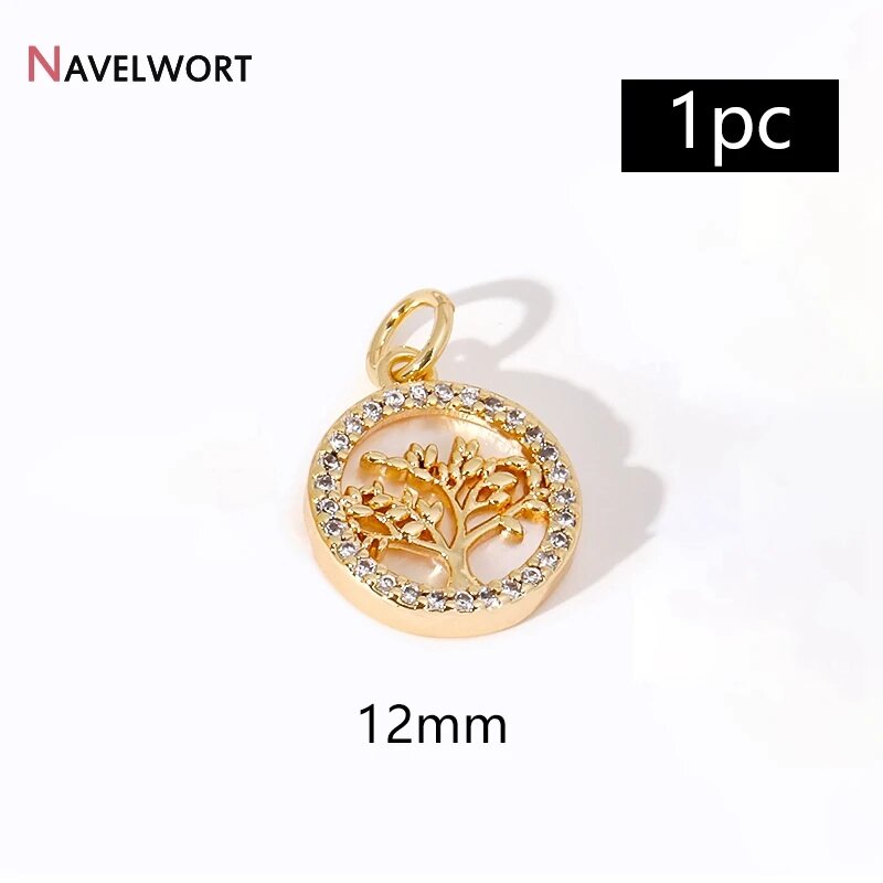 Кулон Tree of Life, 12 мм, 14K gold plated, 1pc