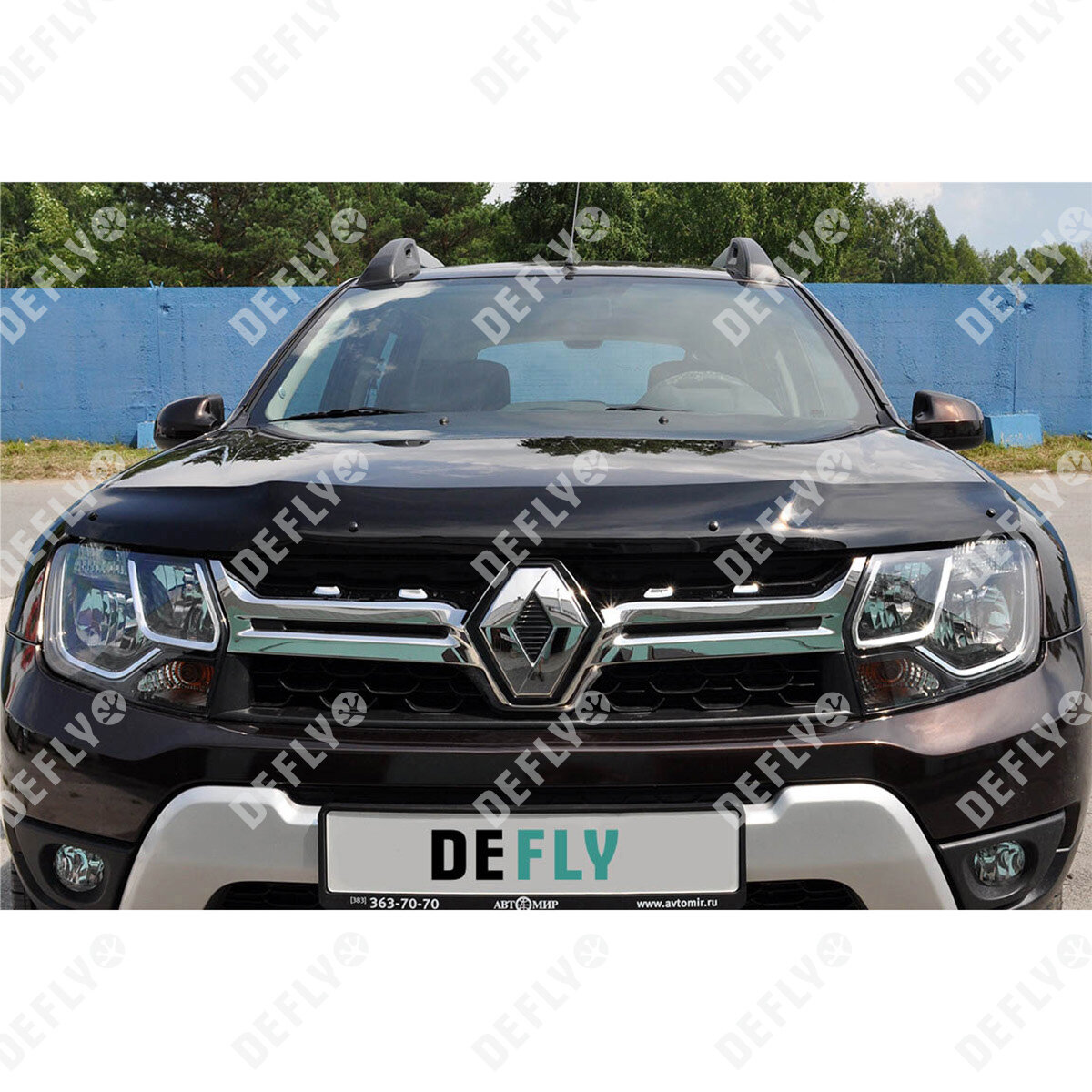 Дефлектор капота Defly Renault Duster 2010-2021, высококачественное оргстекло — фото 1