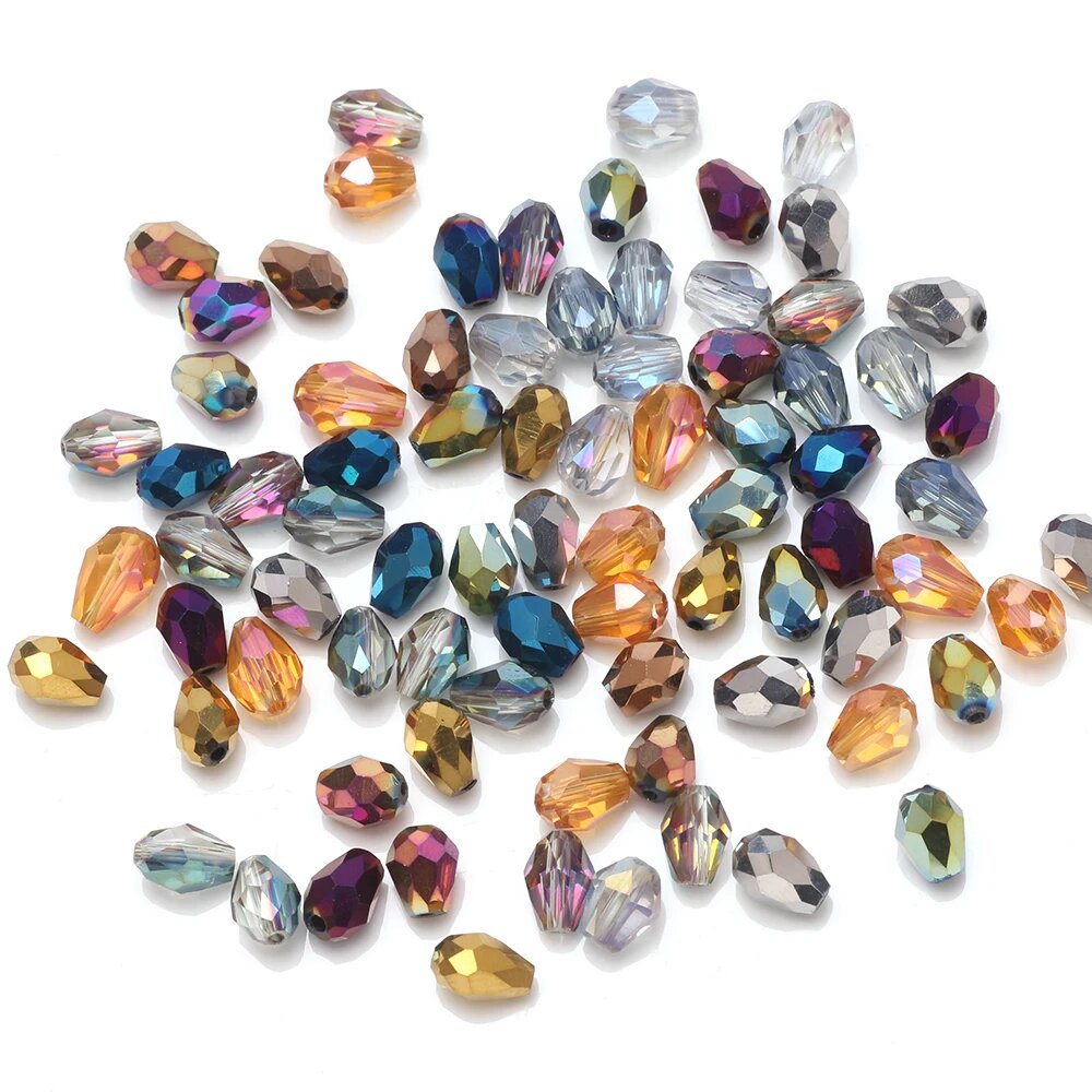 Хрустальные стеклянные бусины-капли ZHUBI 4x6mm 65pcs, random mixed