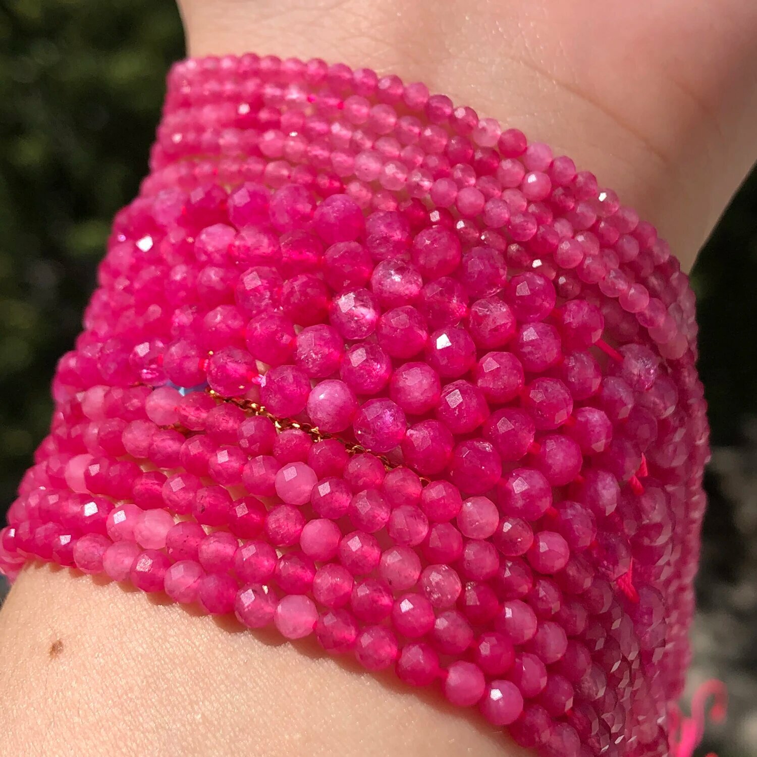 Куoyu натуральные бусины агат турмалин 2/3/4 мм Розовый, 3mm 110pcs, Fuchsia Crystal