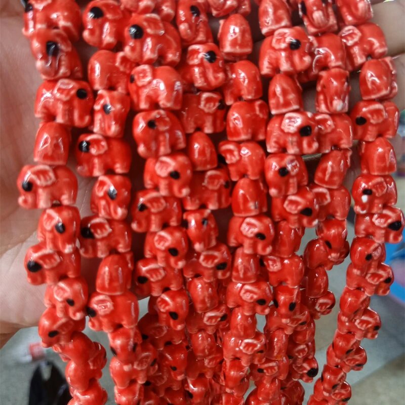 Керамические бусины в форме слона REMOHS 20 шт. Красный, Красный, Red