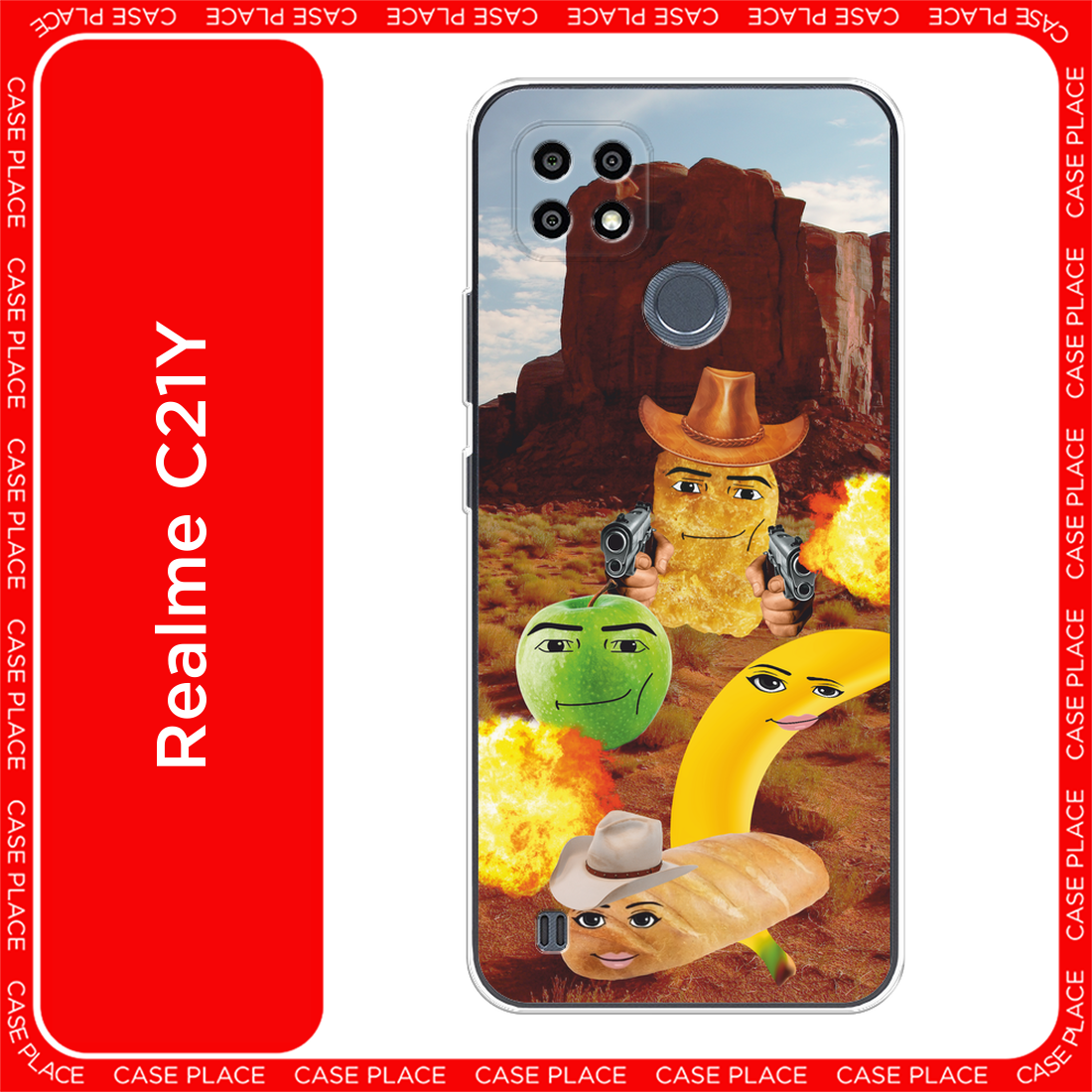 Чехол на Realme C21Y/C25Y / Реалми C21Y/C25Y с принтом Мемные лица ковбои