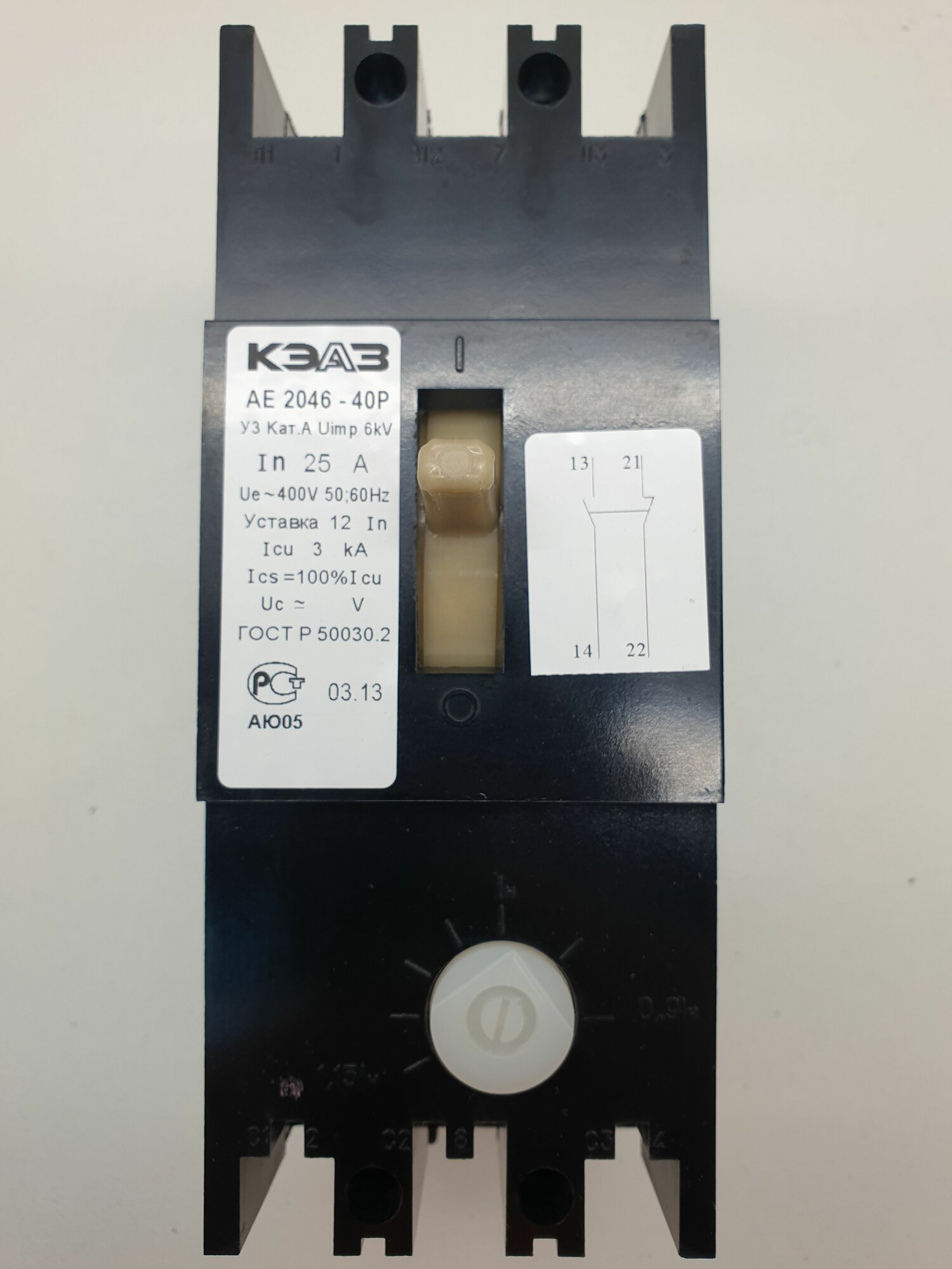 АЕ2046-40Р, Выключатель автоматический, 25A, 12In, 400V 50-60Hz, КЭАЗ, Арт:104422