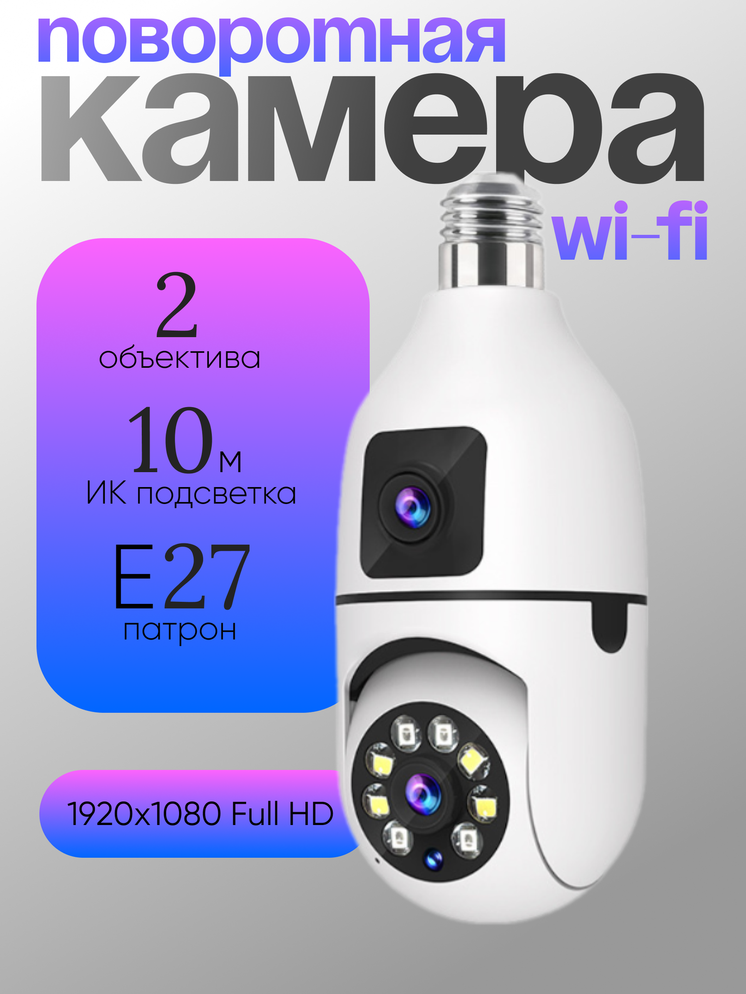 Видеокамера, камера видеонаблюдения wifi, лампочка, E27