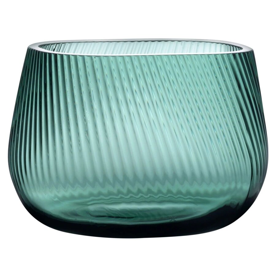 Ваза прямоугольная Nude Glass Опти 20х18 см, стекло хрустальное, бирюзовая