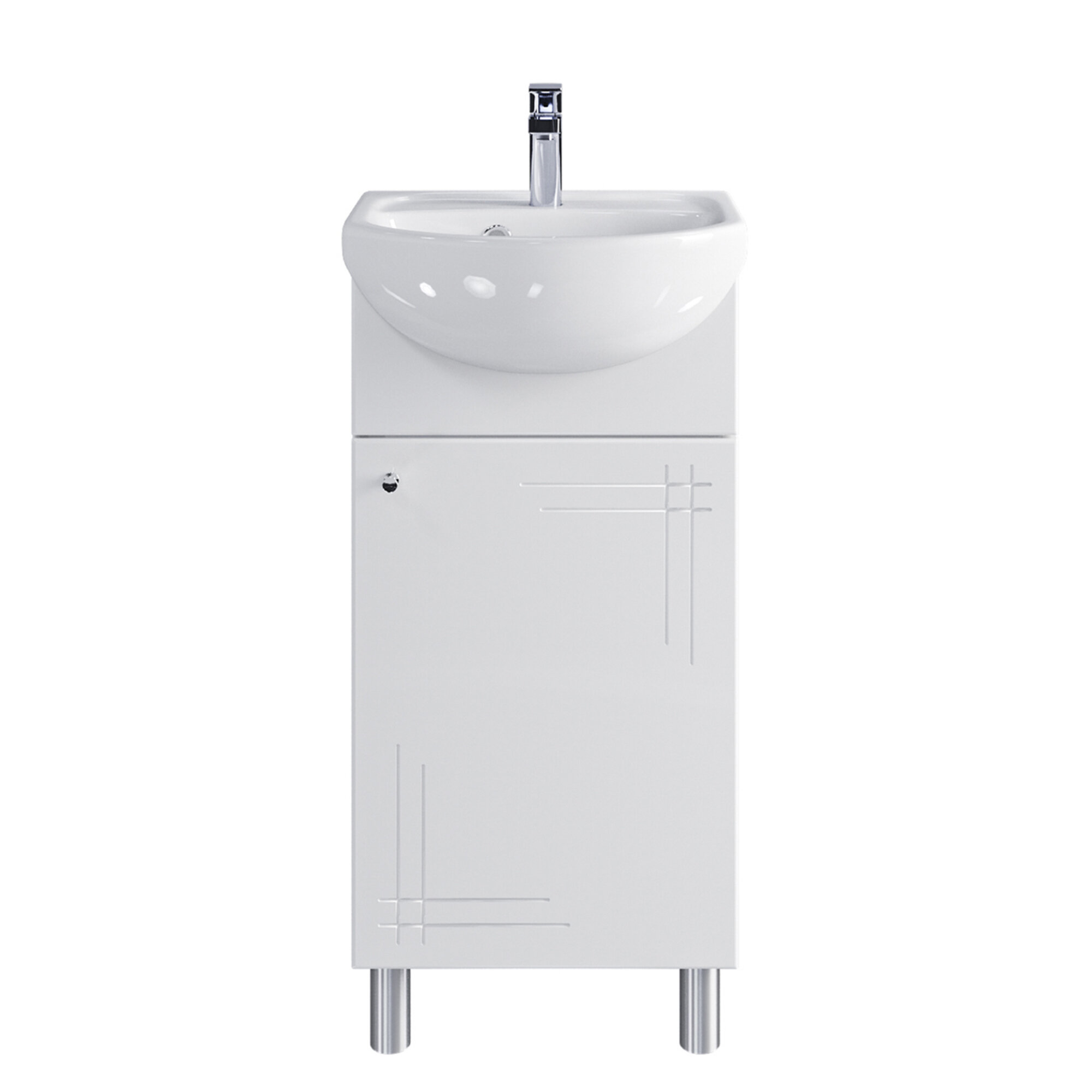 Тумба напольная SanStar Июнь 40 с раковиной Азов 40 (комплект) для ванной комнаты, белая