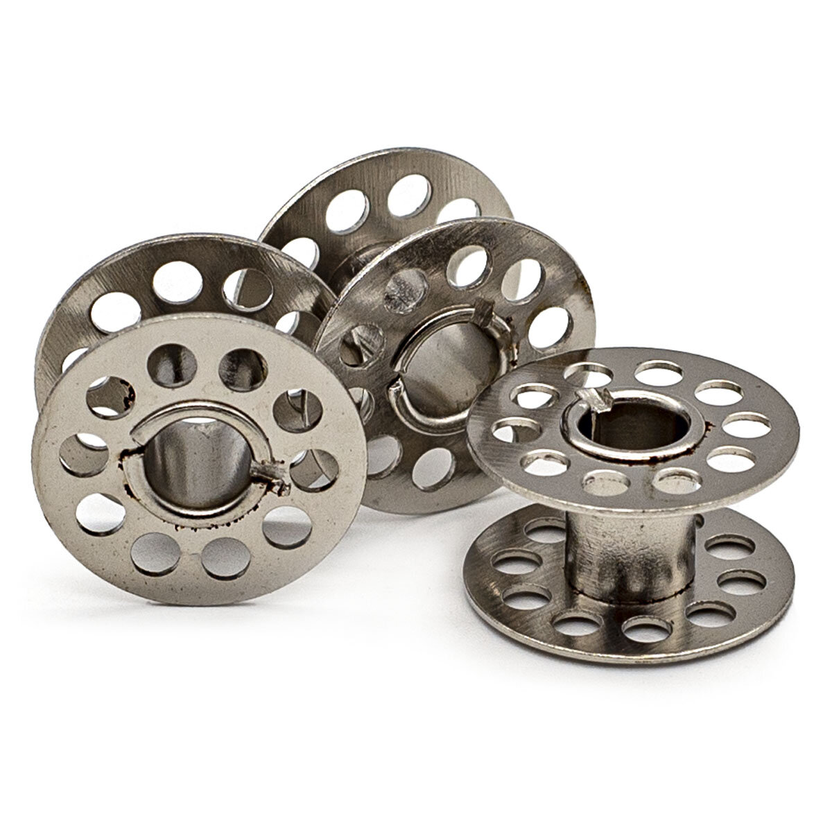 Шпульки для швейных машин Hobby&Pro облегченные, диаметр 20,3 мм, высота 11,2 мм, металл, цвет Никель, 5х3 шт (250251)