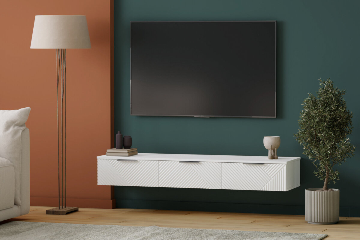 ТВ-тумба Салерно NEW 3 (МДФ) SF-027 Лотос Белый Снег 8685 BS NEW 148x42x220 см, Дом мебели для вас