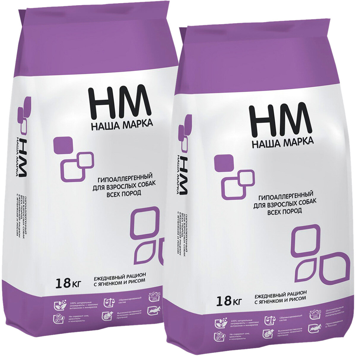 Наша марка гипоаллергенный для взрослых собак всех пород с ягненком и рисом (18 + 18 кг)