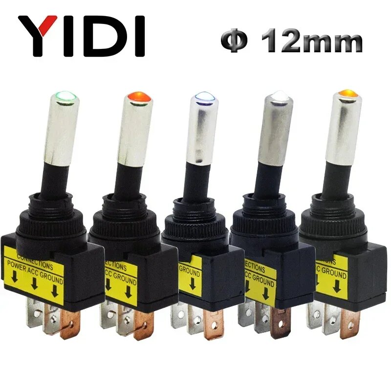Переключатель YIDI 24V Green LED 12 мм