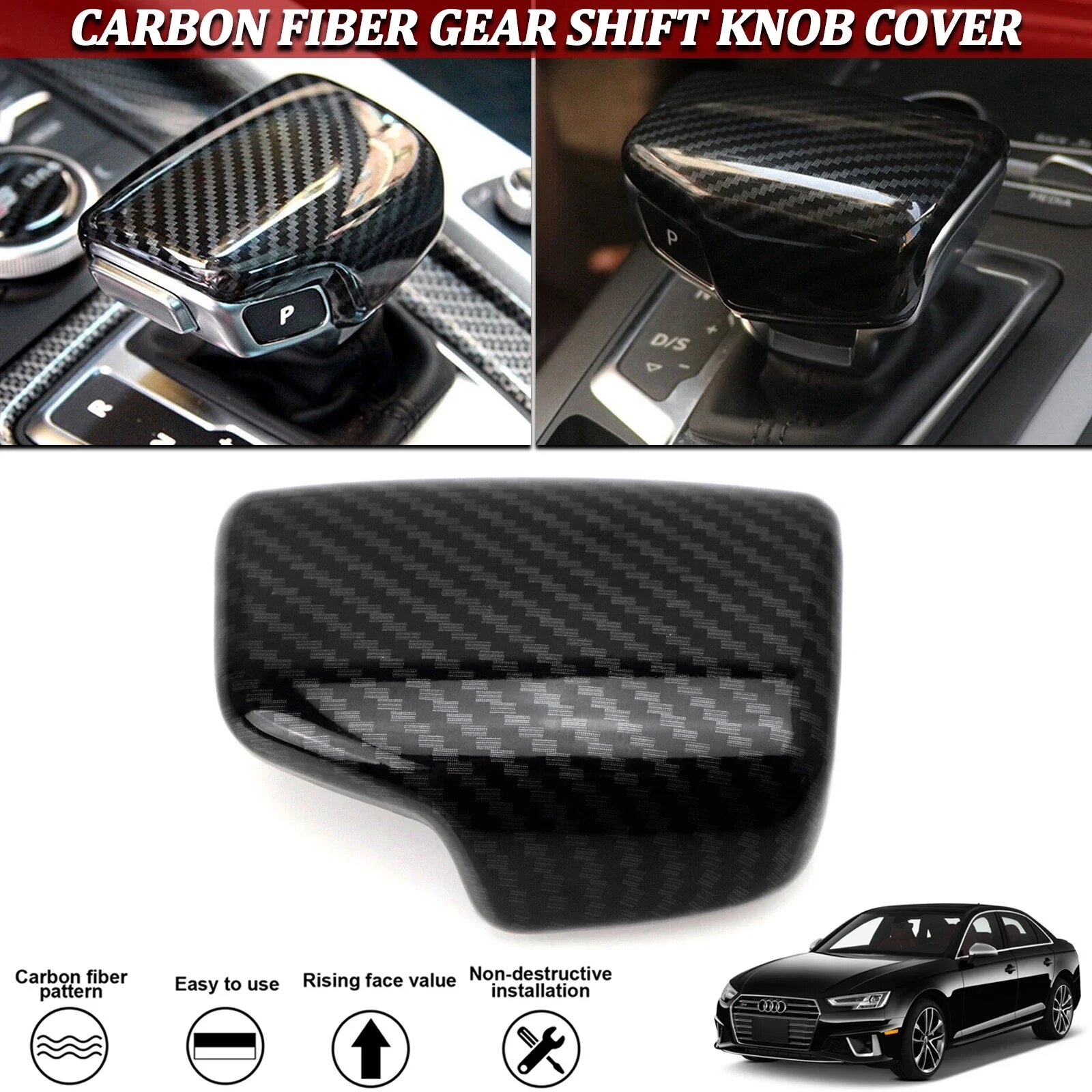 Внутренняя крышка ручки переключения передач из углеродного волокна, жесткая защита для Audi A4 B9 S4 8W RS4 A5 F5 S5/RS5 Q5 FY Q7 4M