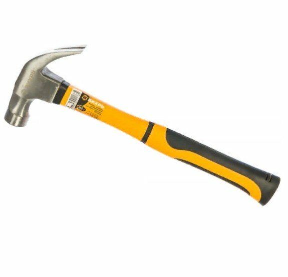 Молоток - гвоздодёр, 450гр, фиберглассовая двухкомпонентная ручка, с магнитом.