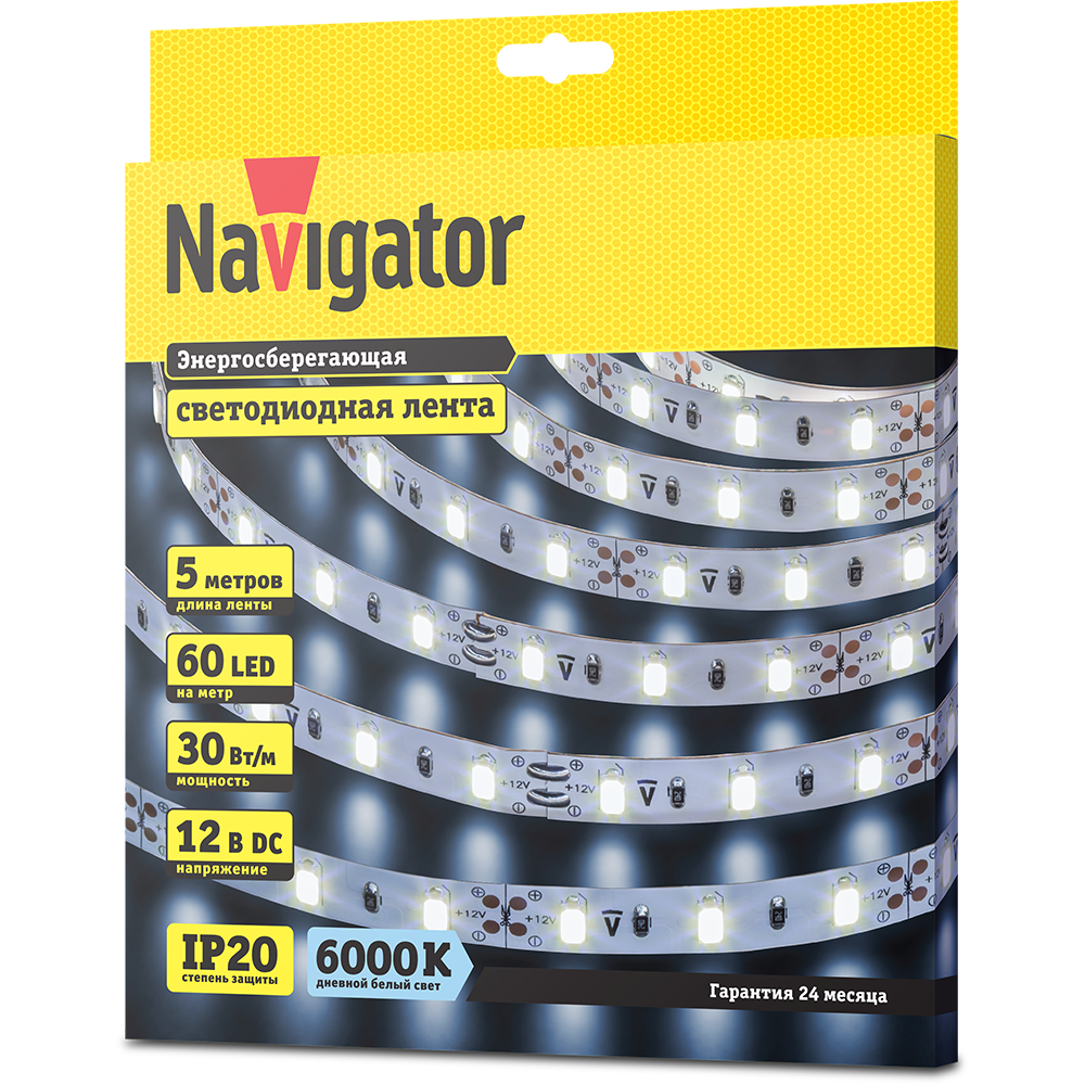 СД Лента Navigator 71 697 NLS-5730CW60-30-IP20-12V 5 м, 6000К