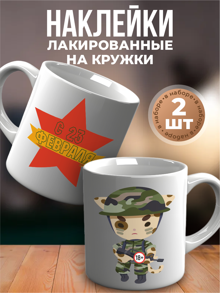 Наклейки на кружку лакированные День защитника Отечества