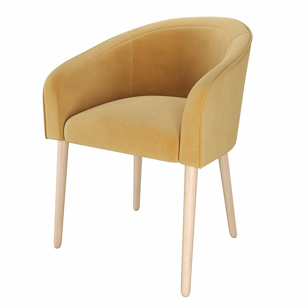 Стул-кресло мягкий ANGELICA, тон натуральное дерево горчичный